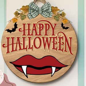 Happy Halloween Vampire Sign SVG Halloween Door Hanger SVG Vampire ...