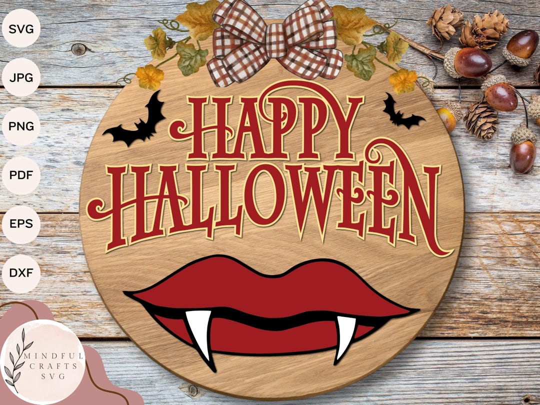 Happy Halloween Vampire Sign SVG Halloween Door Hanger SVG Vampire ...