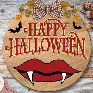 Happy Halloween Vampire Sign SVG Halloween Door Hanger SVG Vampire ...