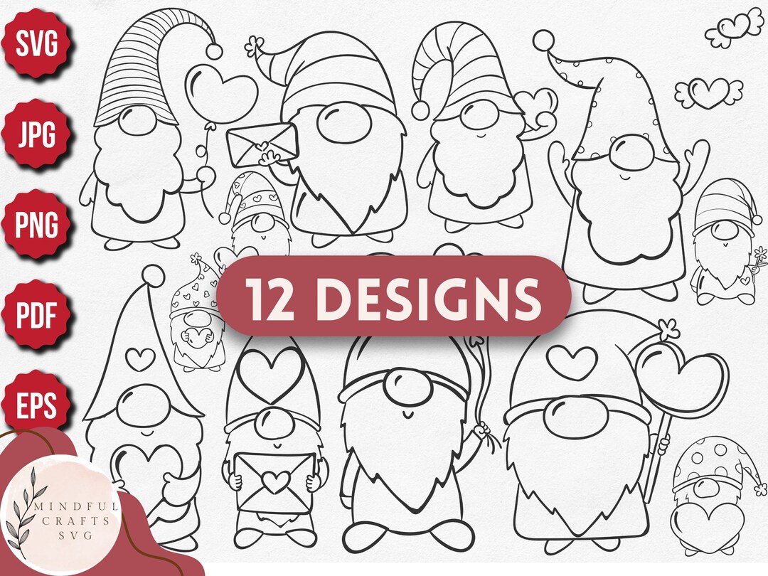 Valentine Gnomes SVG Bundle Valentine's Day Svg, Cute Gnome SVG, Love ...