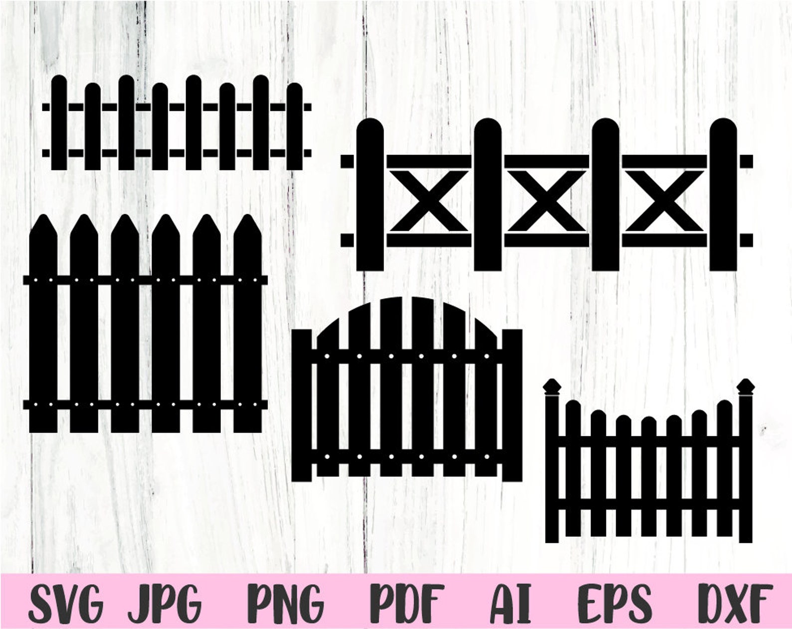 Fences Silhouette Svg Fence Svg Picket Fence Svg Svg Files for - Etsy