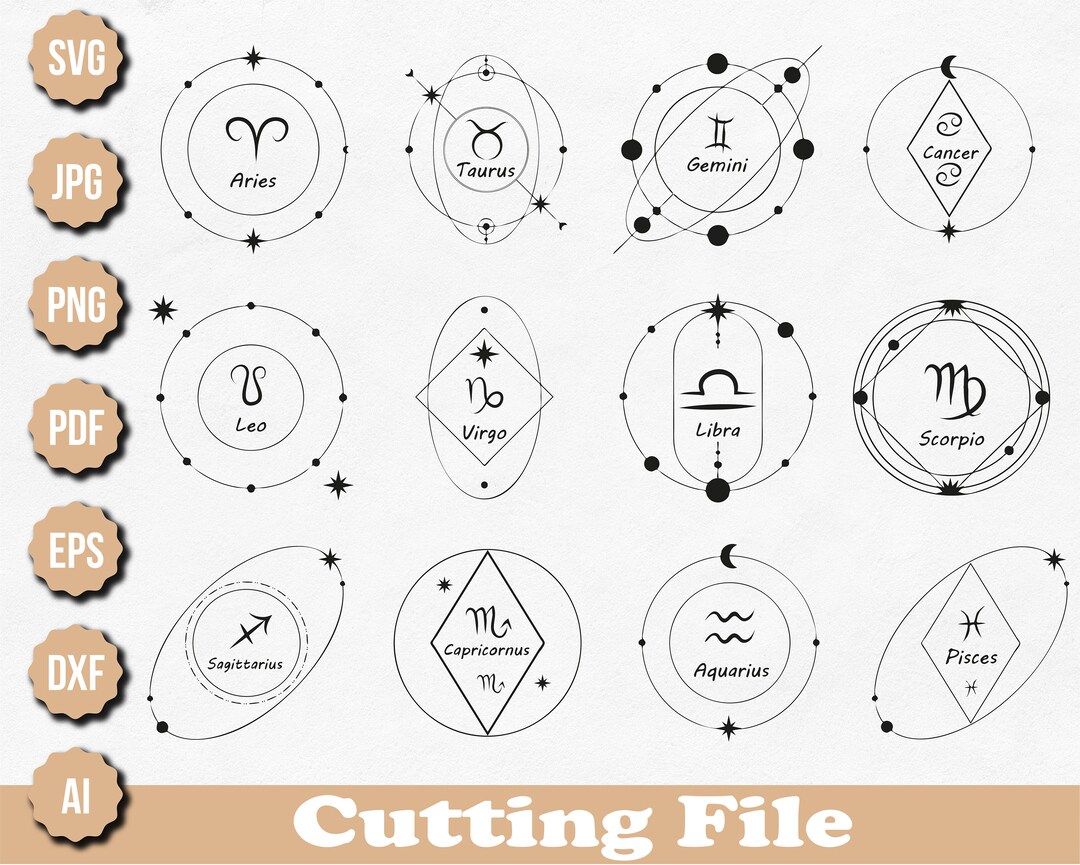 Zodiac Svg Horoscope Svg Astrology Svg Svg Files for Cricut Instant ...
