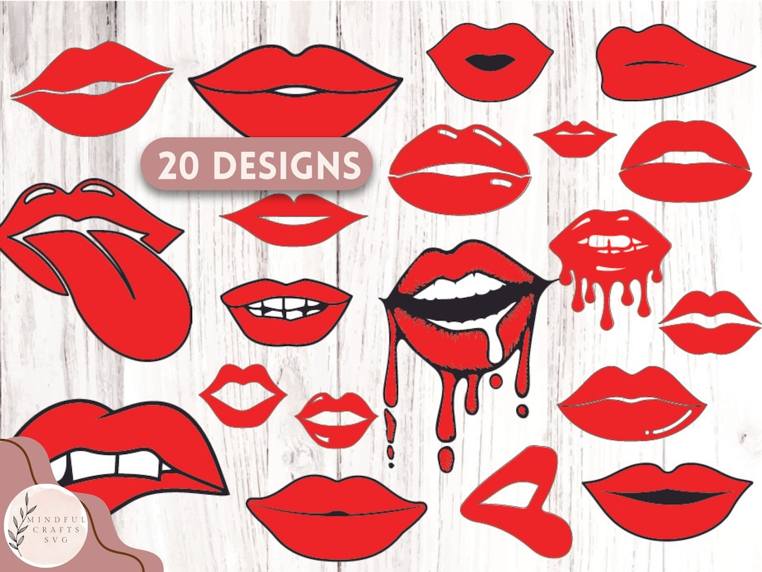 Paquete de labios SVG / Archivos de corte de beso para Cricut / Paquete ...