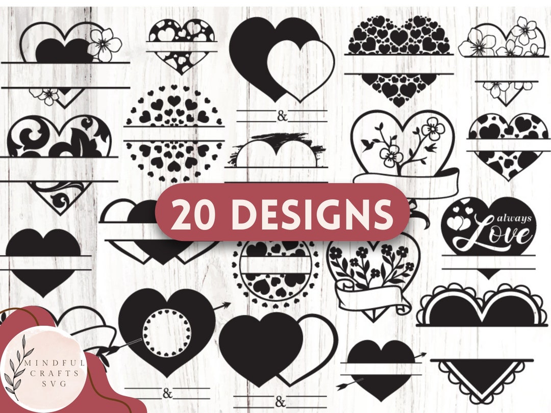 Heart Split Monogram SVG, Valentine's Monogram SVG Cut Files, Split ...