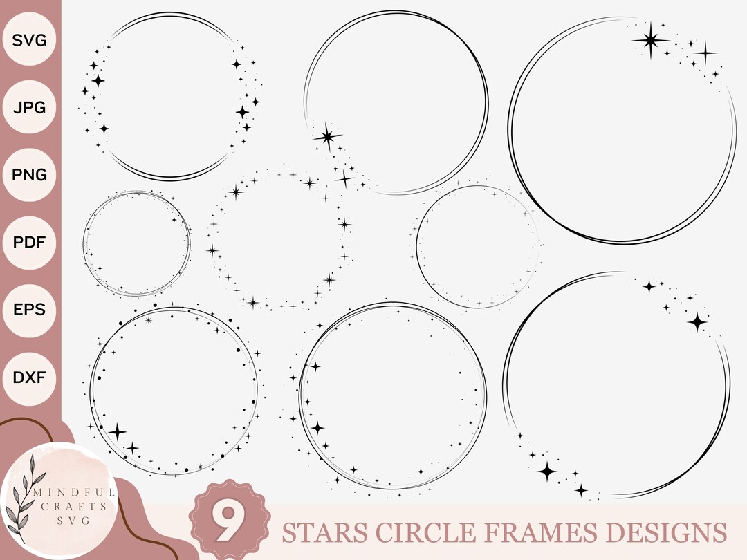 Star Circle Frame Svg Frame Svg Star Svg Svg Files for Cricut Instant ...