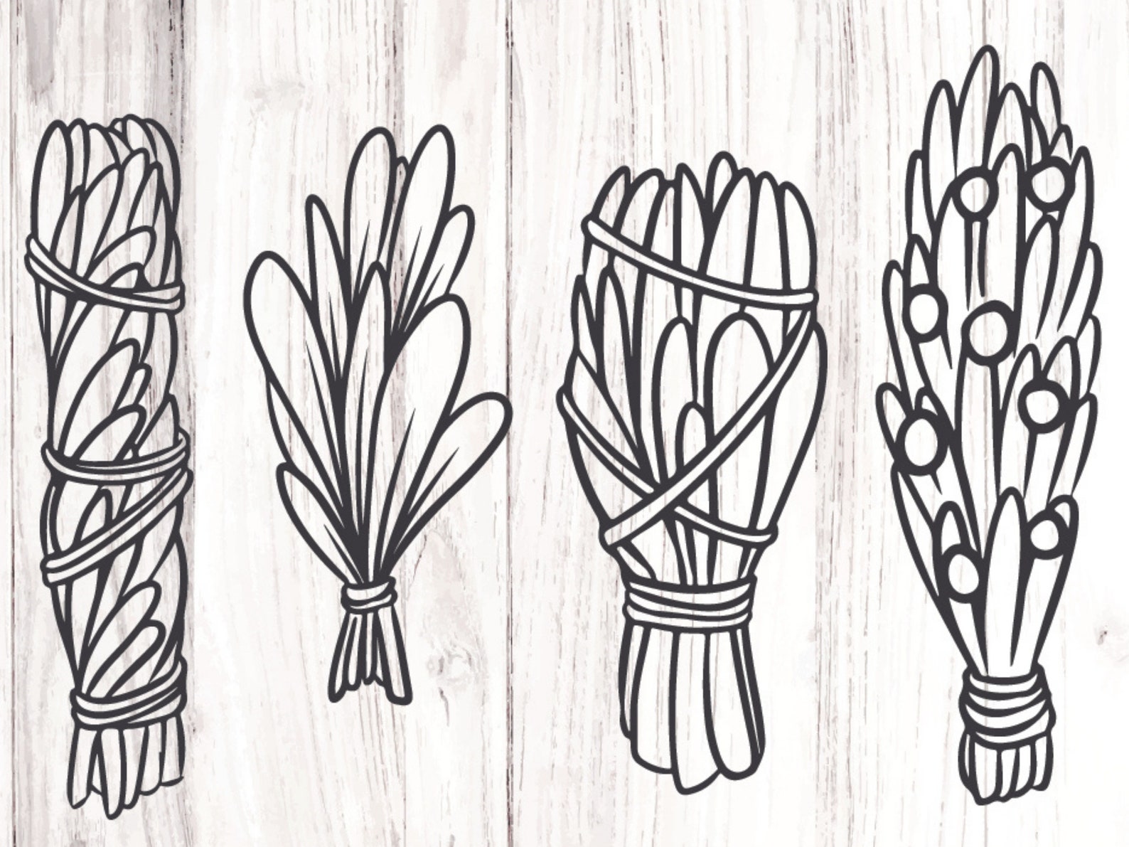 Smudge Stick Herbs SVG Bundle for Cricut Sage, Lavender, Rosemary ...