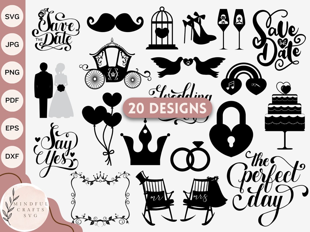 Wedding Bundle SVG Icônes de planificateur de mariage, Doodles des ...