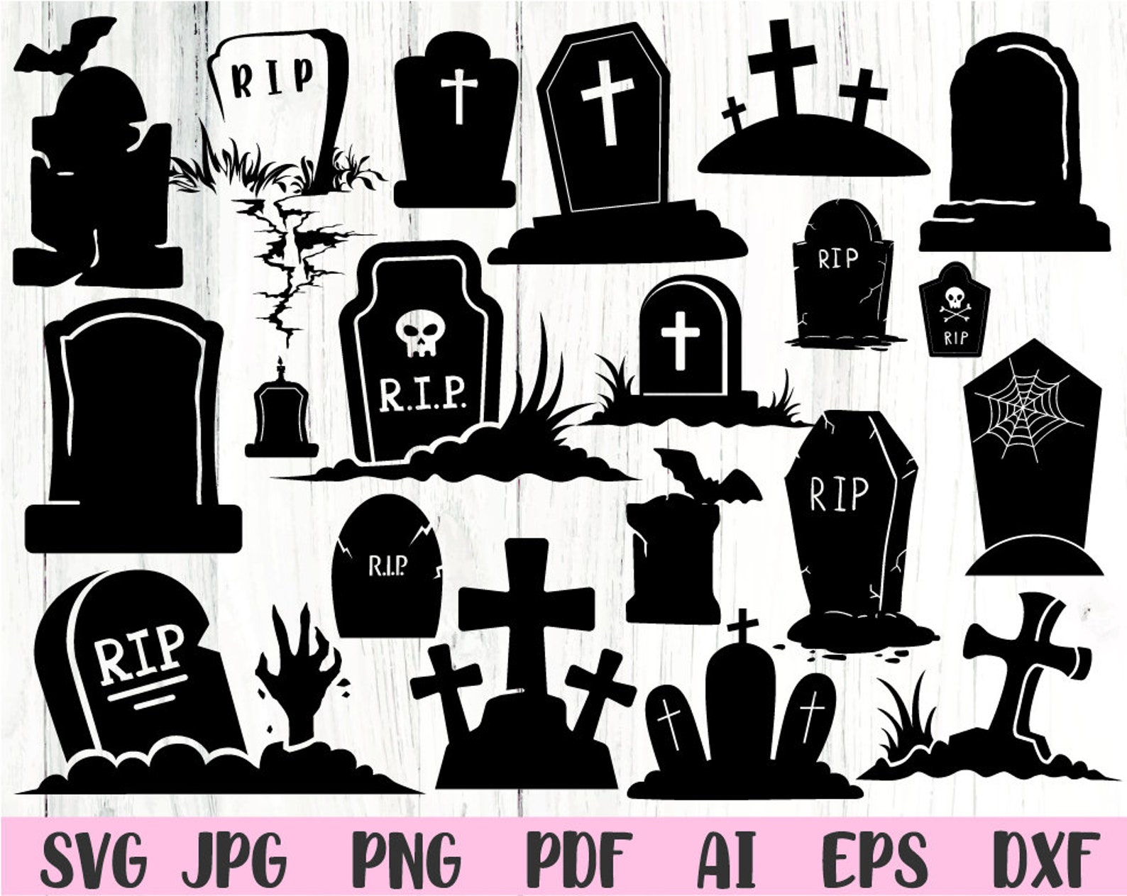Tombstones Svg Gravestone Svg Graveyard Svg Svg Files for - Etsy