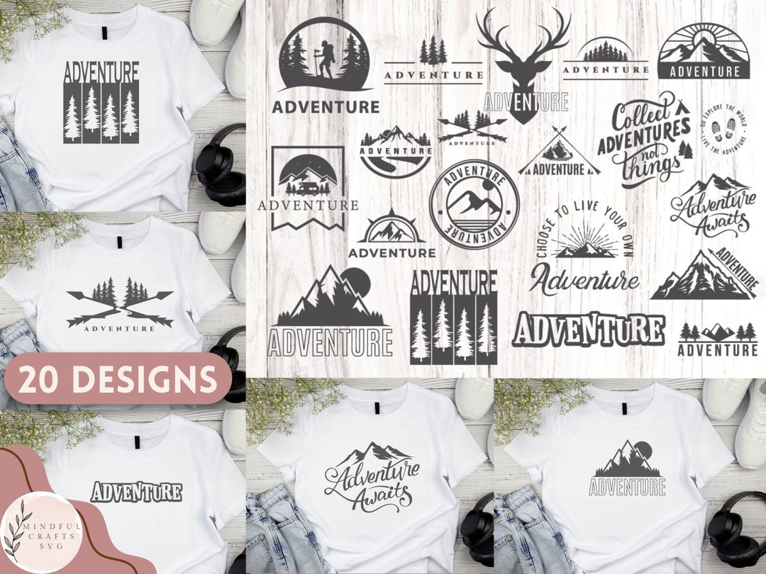 Adventure Bundle SVG Mountain Saying, Tree Cut File, Outdoor Adventure ...