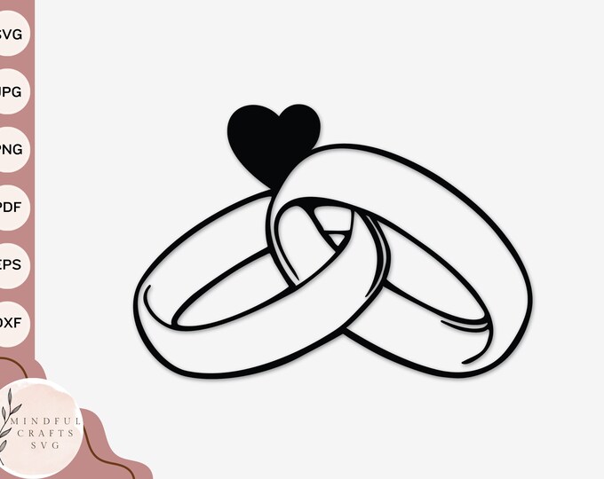 Anillos de matrimonio SVG Imágenes prediseñadas de boda, silueta de ...