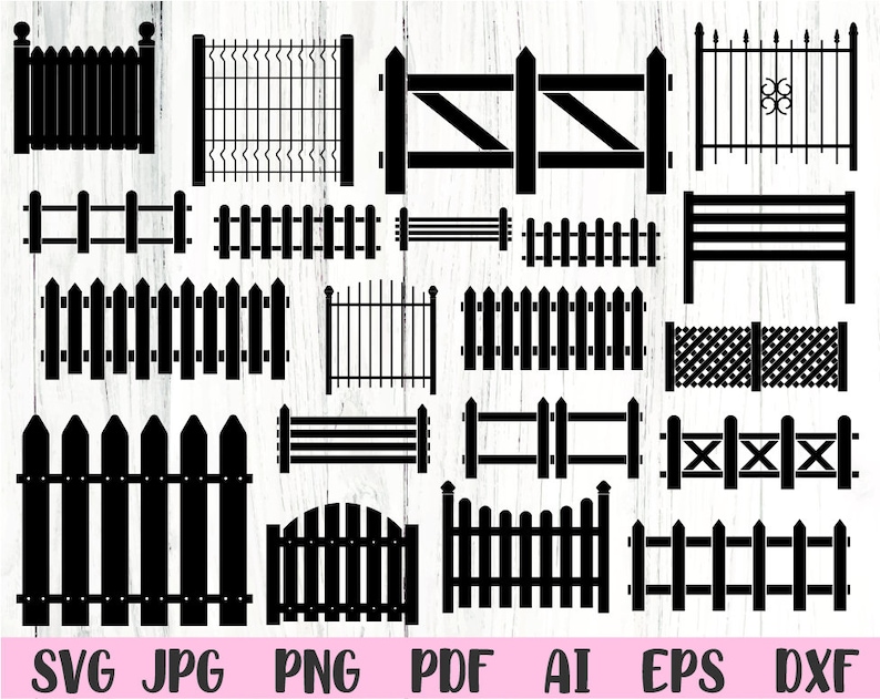 Fences Silhouette Svg Fence Svg Picket Fence Svg Svg Files for - Etsy