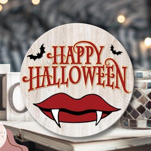 Happy Halloween Vampire Sign SVG Halloween Door Hanger SVG Vampire ...