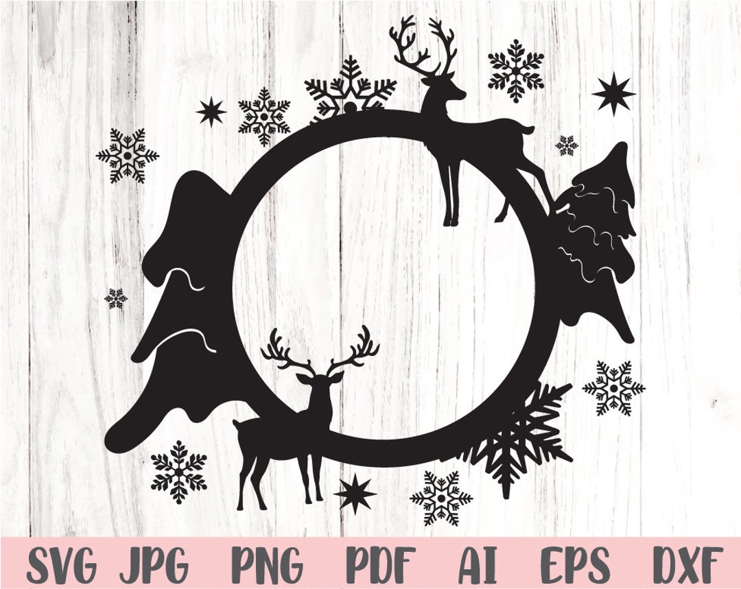 Winter Reindeer Frame Svg Reindeer Svg Christmas Svg Instant - Etsy
