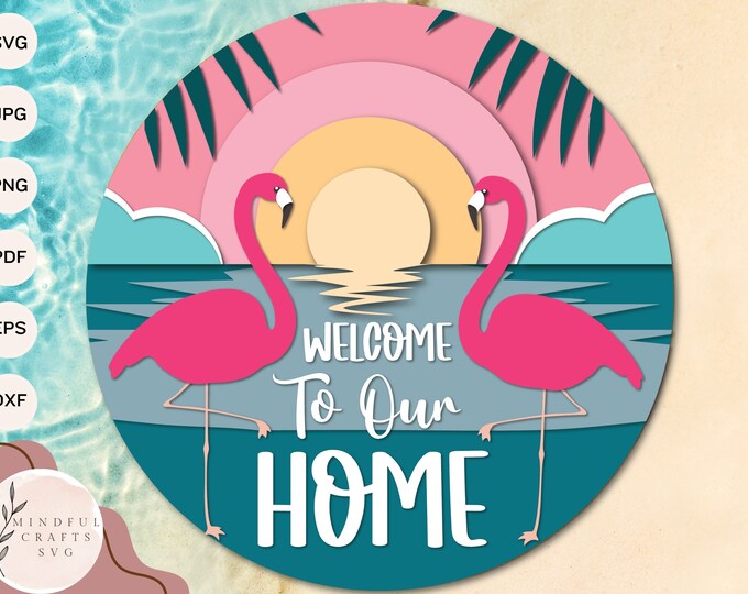 Flamingo Welcome Sign on Aged Wood. - Etsy