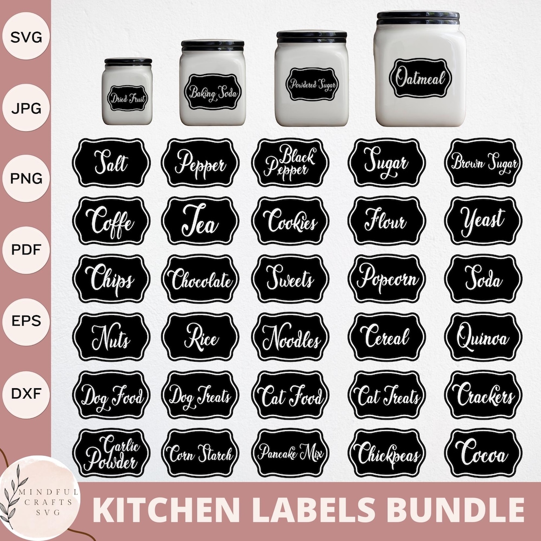 Kitchen Labels Svg Pantry Labels Svg Canister Labels Svg Instant ...