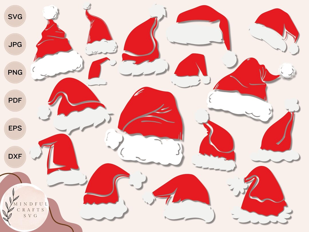 Christmas SVG Bundle Santa Hat SVG, Elf Hat SVG, Holiday Design Files ...
