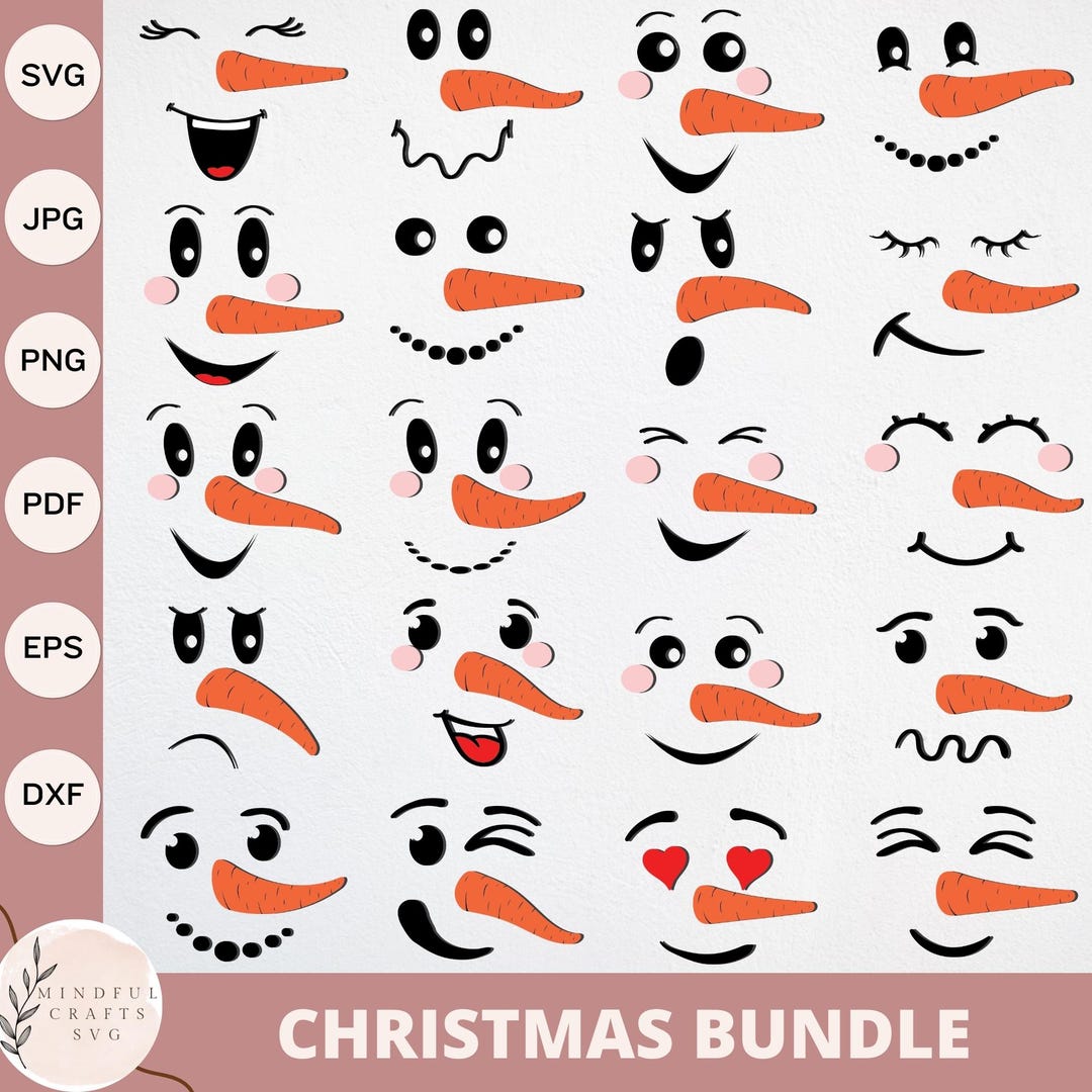 Snowman Faces SVG Snowman Bundle Svg Christmas SVG Snowman Cut File ...