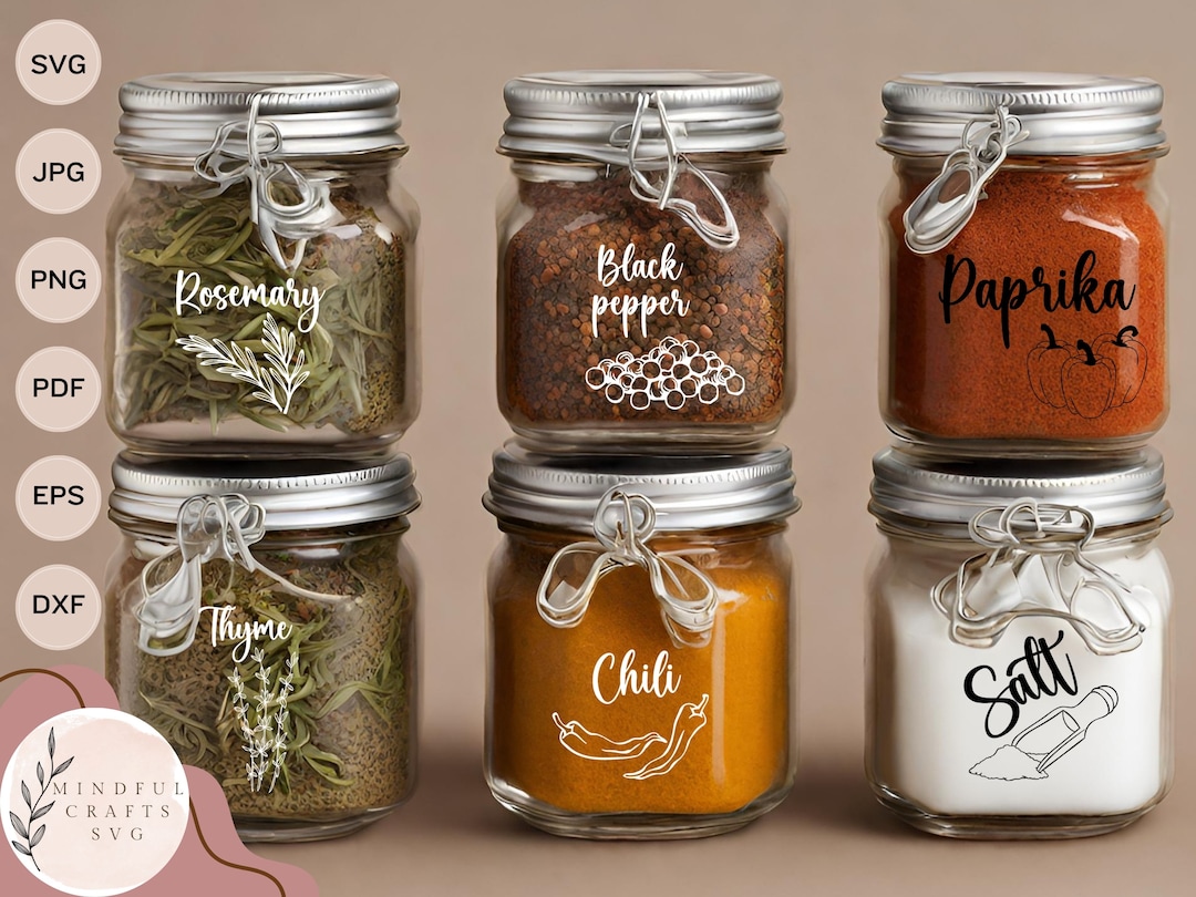 Spices Jars Labels SVG Set, Kitchen Organization Bundle, Pantry ...