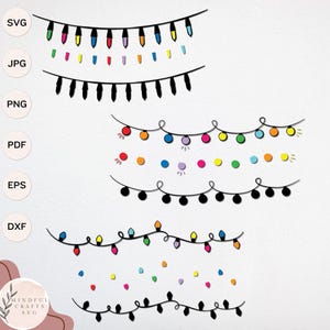Christmas Lights SVG String Lights Party Decor Xmas Clipart Holiday Cut ...