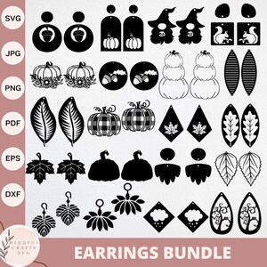 Fall Earrings SVG Bundle Fall Ornaments Earrings SVG Glowforge Svg Faux ...