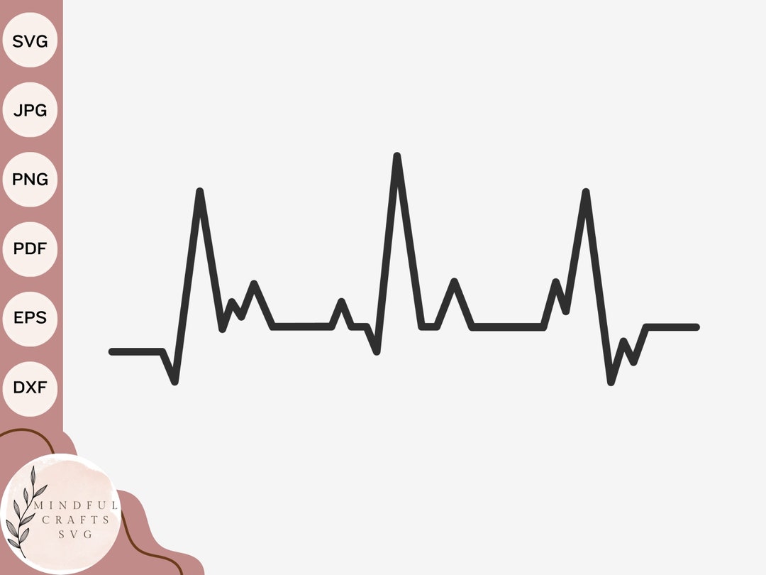 Heartbeat SVG Files Pulse Line Vector ECG EKG Clip Art Healthcare Nurse ...