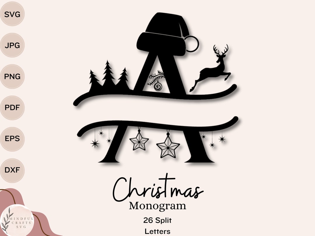 Christmas Split Letters SVG Holiday Monogram Alphabet Xmas - Etsy
