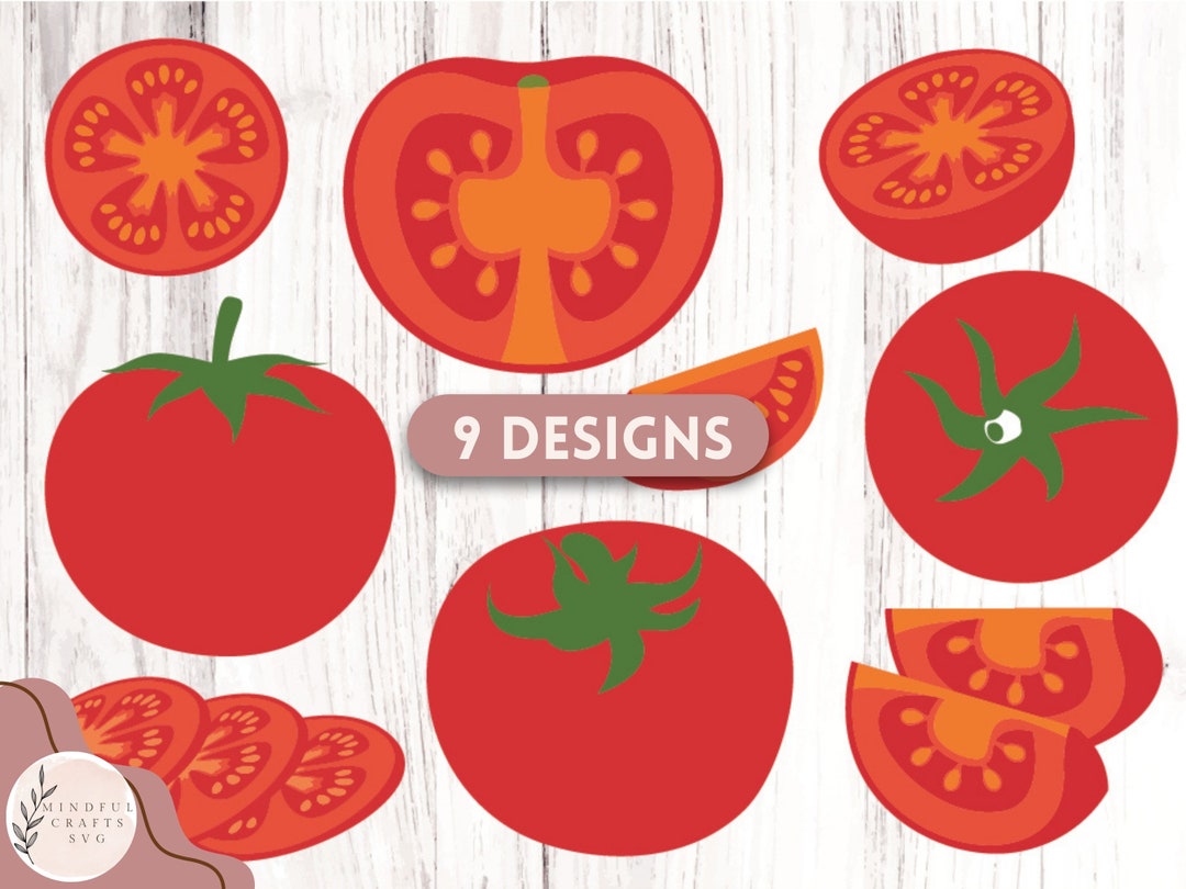 Tomato SVG Bundle Tomato Slice Clipart for Cricut Vegetable Silhouette ...