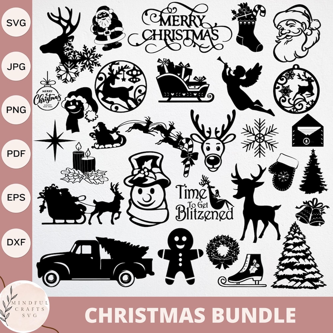 Christmas Decorations SVG Bundle Festive Clipart Holiday Svg Files for ...
