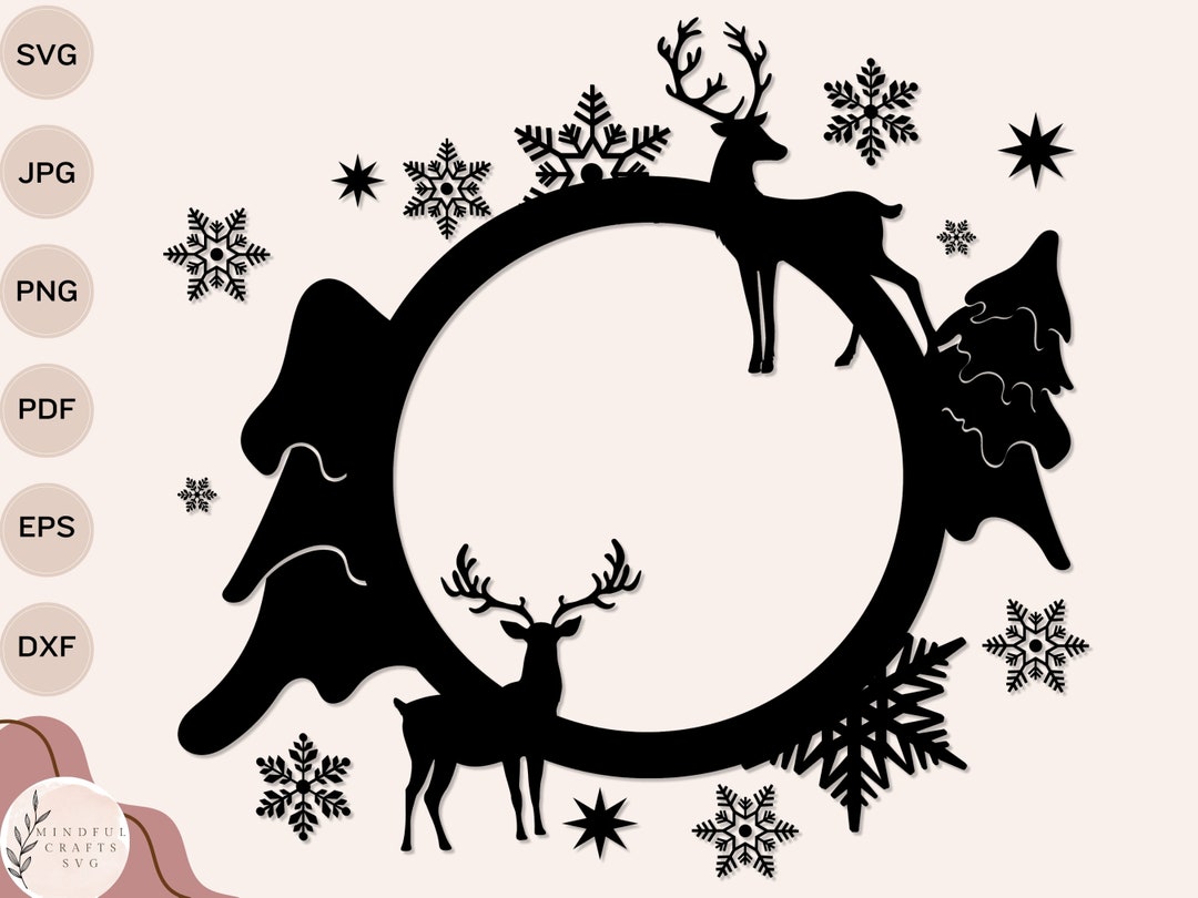Winter Reindeer Frame Svg Reindeer Svg Christmas Svg Instant Download ...