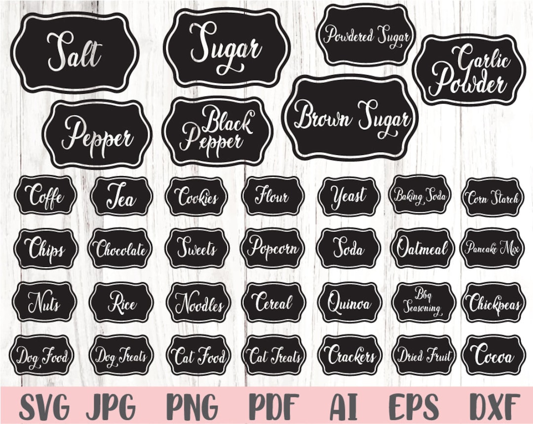 Kitchen Labels Svg Pantry Labels Svg Canister Labels Svg - Etsy
