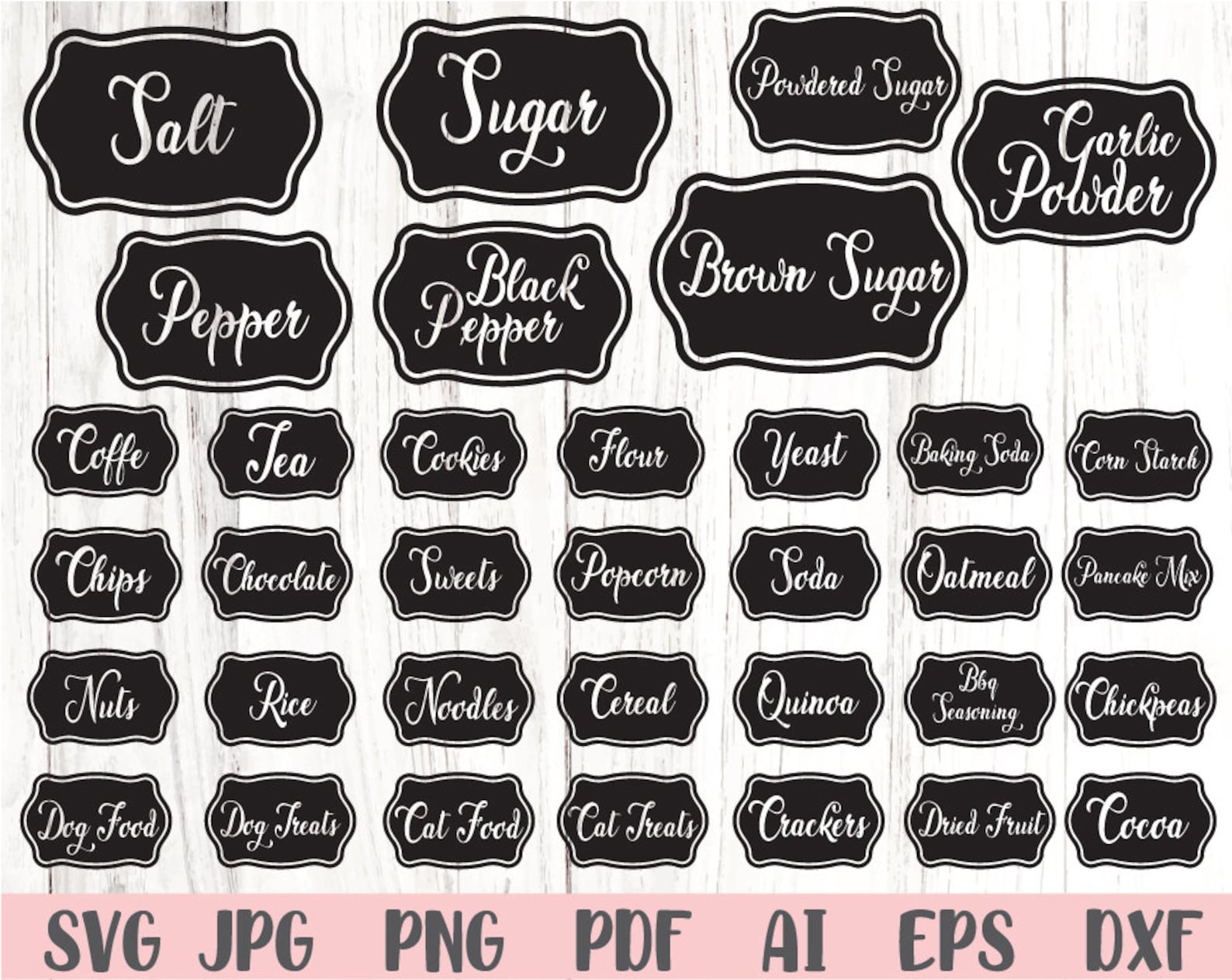 Kitchen Labels Svg Pantry Labels Svg Canister Labels Svg - Etsy