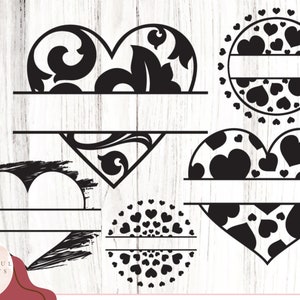 Heart Split Monogram SVG, Valentine's Monogram SVG Cut Files, Split ...