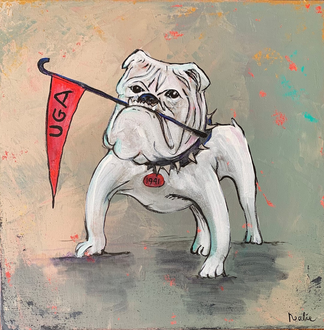 Pillow UGA Georgia Bulldog Art Free Shipping - Etsy