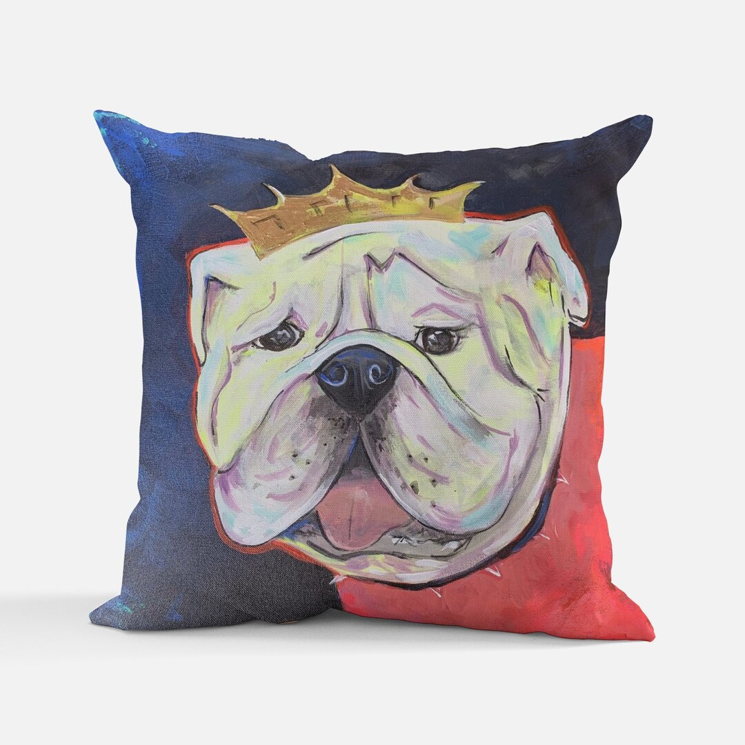 King Uga Georgia Bulldog Art Pillow: Fleece Throw Pillow - Etsy