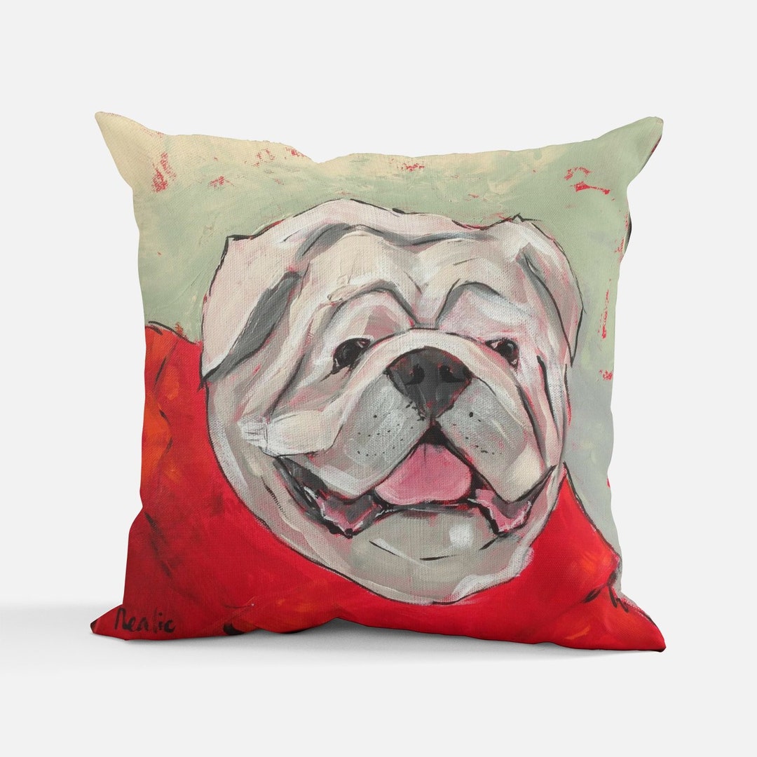 UGA Bulldog Art Pillow Cover: Fleece Throw Pillow (18x18) - Etsy