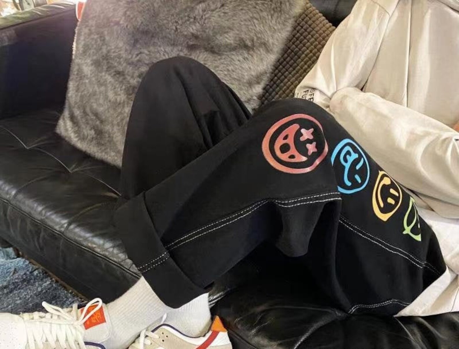 Colourful Smiley Printed Baggy Jeans - Etsy UK