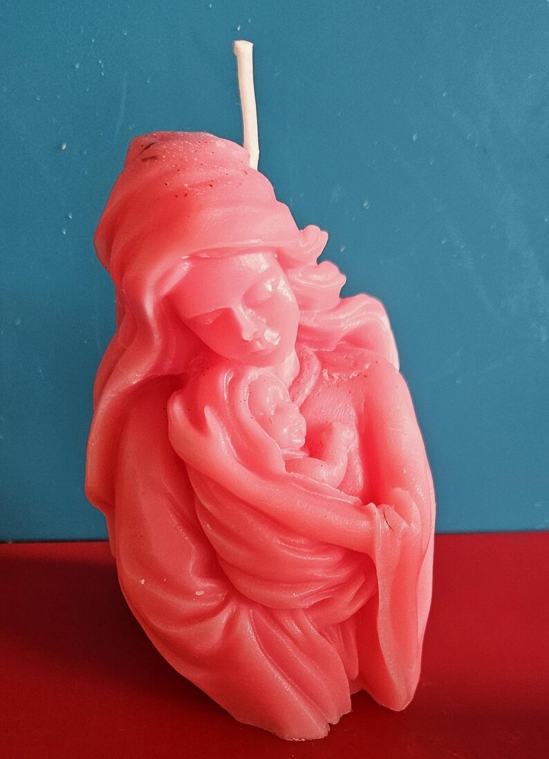 Virgin Mary Holding Baby Jesus Candle - Etsy
