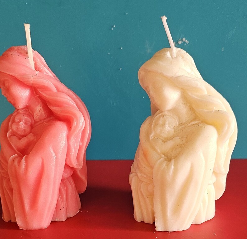 Virgin Mary Holding Baby Jesus Candle - Etsy