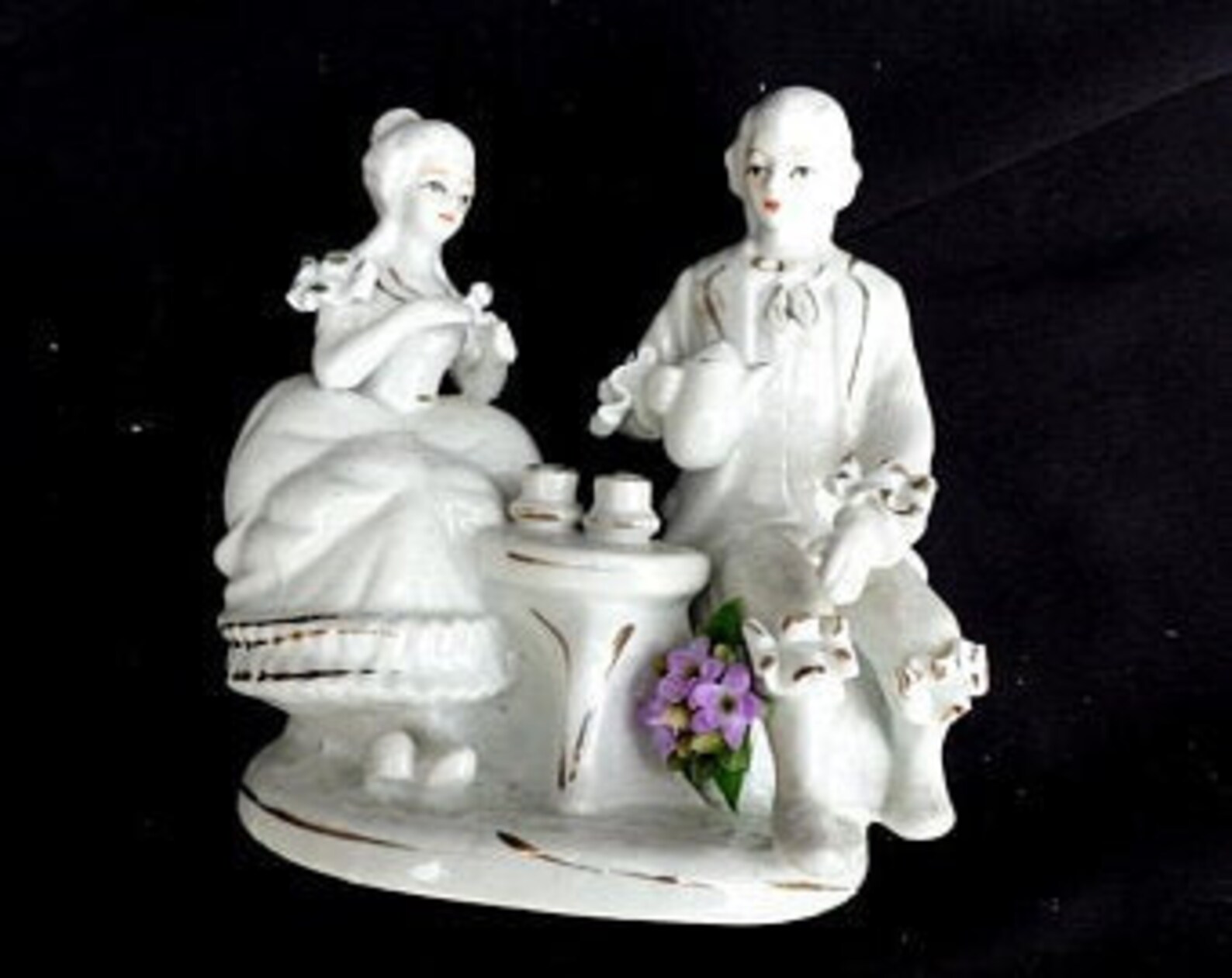 Vintage Figurines / Seated Couple / Hand Painted Porcelain Rococo Style ...