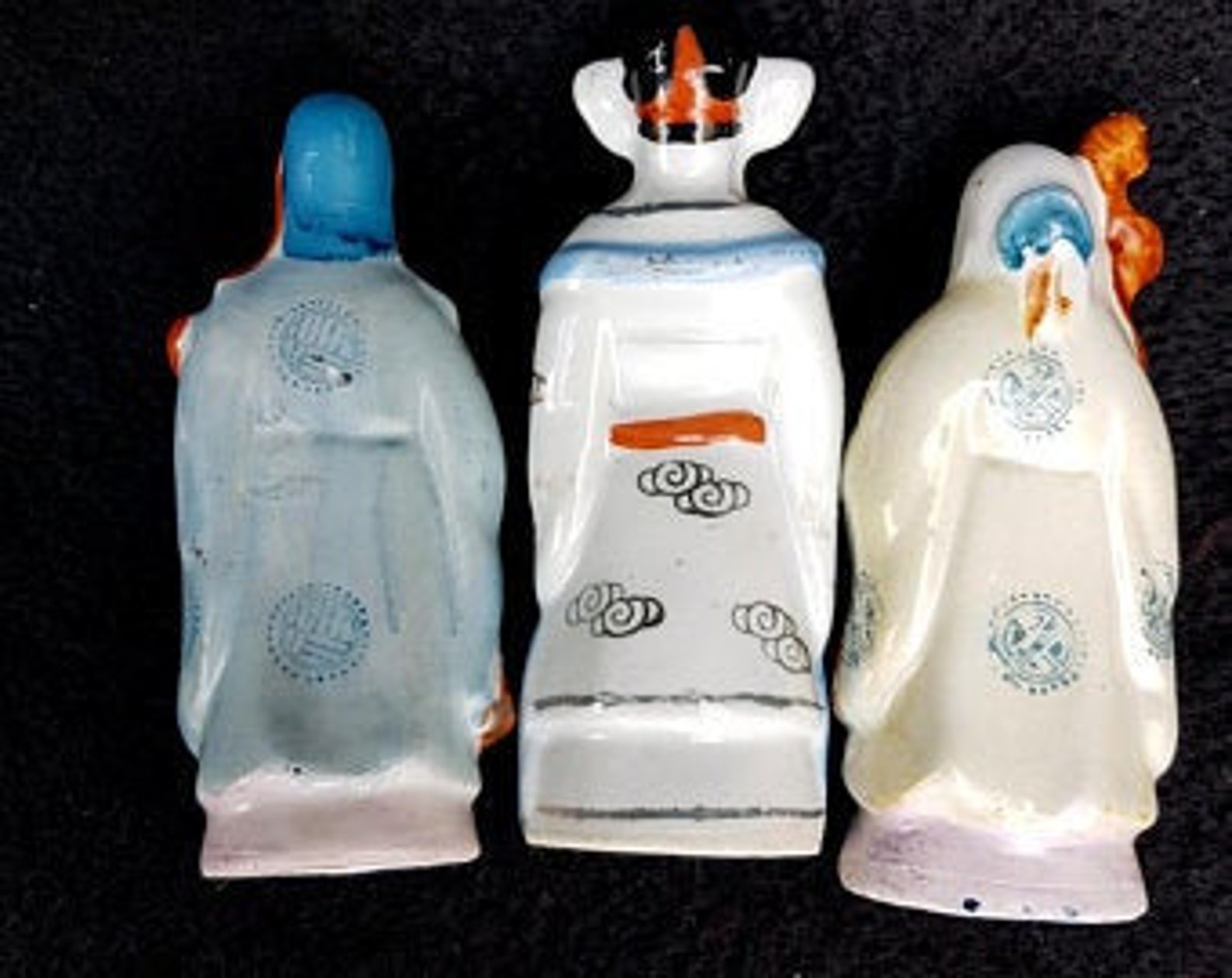 Shou Lu and Fu/chinese Feng Shui Porcelain Figurines/ Good Luck Gods ...