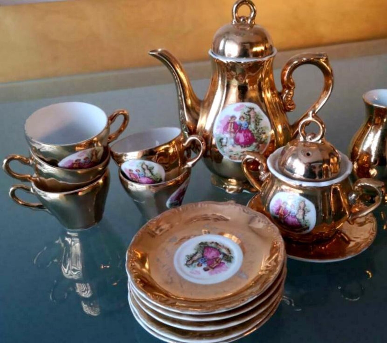 Gold French Tea Set Decorated With Fragonard Decor Teaset - Etsy