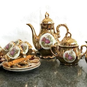 Gold French Tea Set Decorated With Fragonard Decor Teaset - Etsy