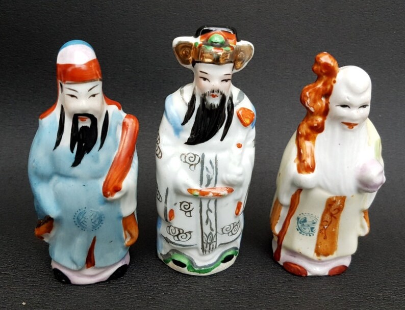 Chinese Feng Shui Porcelain Figurines/ Shou Lu and Fu/ Good - Etsy