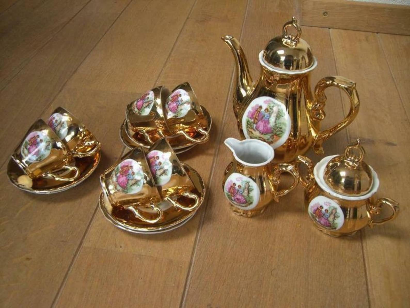Gold French Tea Set Decorated With Fragonard Decor Teaset - Etsy