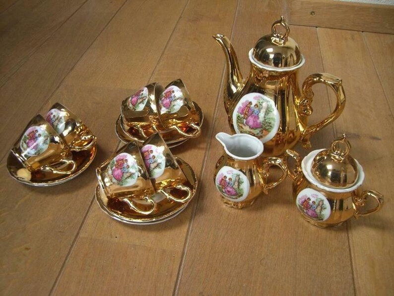 Gold French Tea Set Decorated With Fragonard Decor Teaset - Etsy