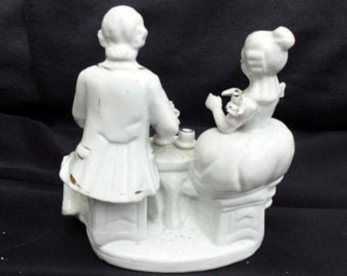 Vintage Figurines / Seated Couple / Hand Painted Porcelain Rococo Style ...