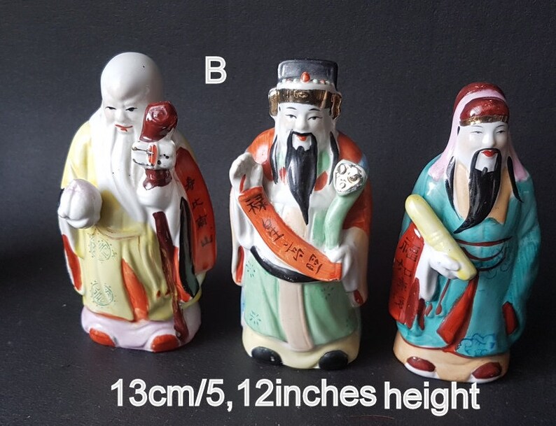 Shou Lu and Fu/chinese Feng Shui Porcelain Figurines/ Good Luck Gods ...