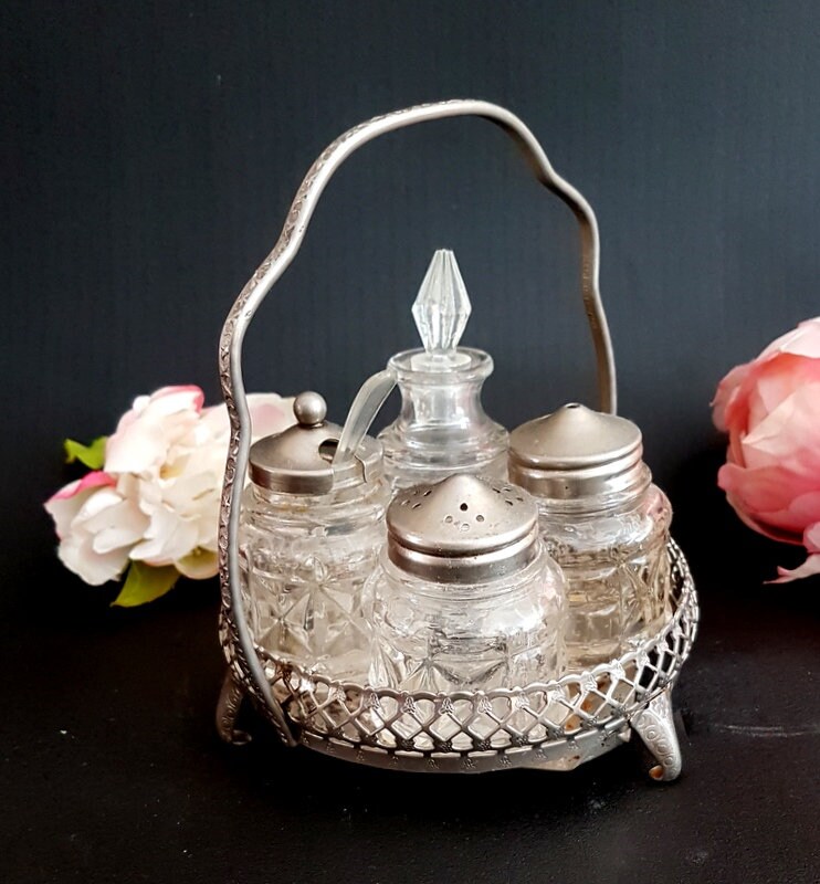 Vintage Glass Cruet Set - Etsy