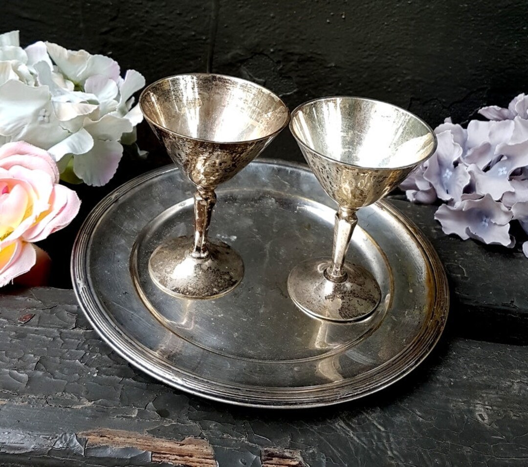 Vintage Silver Goblets// Medium Goblets / Solid Silver / Silver Decor ...