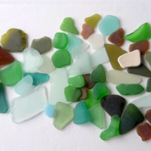 Genuine Sea Glass Bulk 50 Pcs \ Mix Colors Medium Sea Glass \ Beach ...